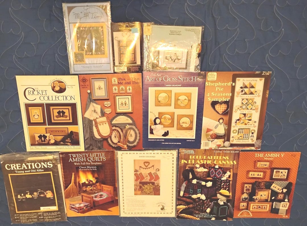 Amish Craft Projects: Cross Stitch Samplers, Quilted Bear Paw, Plastic ...