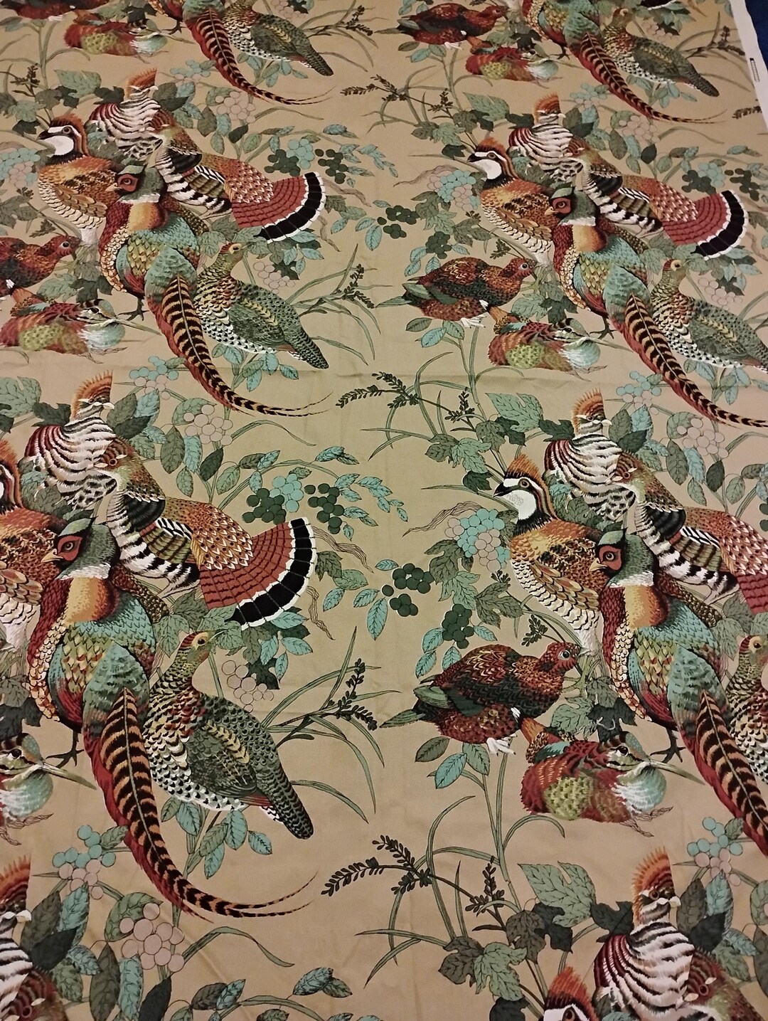 Game Birds Fabric by Cyrus Clark TWO Pieces: 2 Yds. - 2" X 56" AND 1 Yd ...