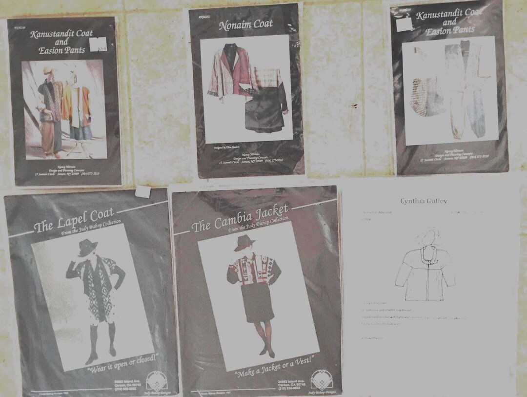 Two Judy Bishop Lapel Coat and Cambia Jacket Patterns, 3 Nancy Mirman ...