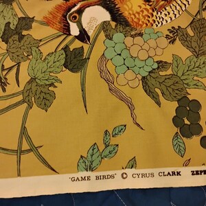 Game Birds Fabric by Cyrus Clark TWO Pieces: 2 Yds. - 2" X 56" AND 1 Yd ...