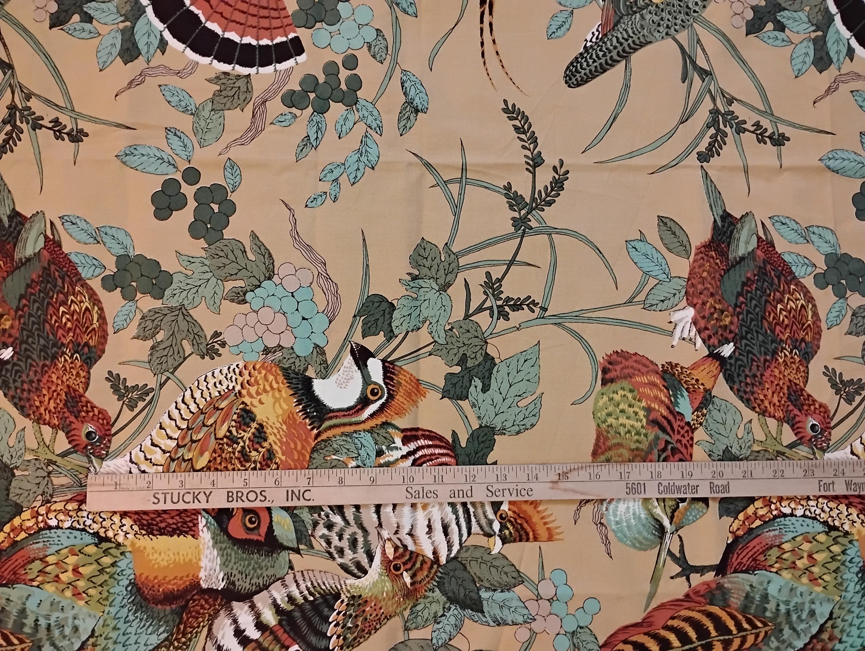Game Birds Fabric by Cyrus Clark TWO Pieces: 2 Yds. - 2" X 56" AND 1 Yd ...