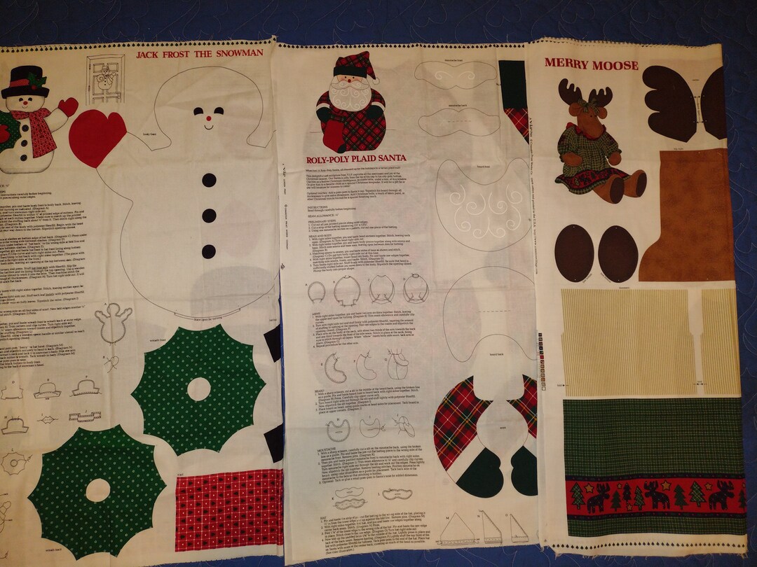 3 Toy Christmas Fabric Panels Jack Frost Snowman 35 X 44", 19" Tall ...