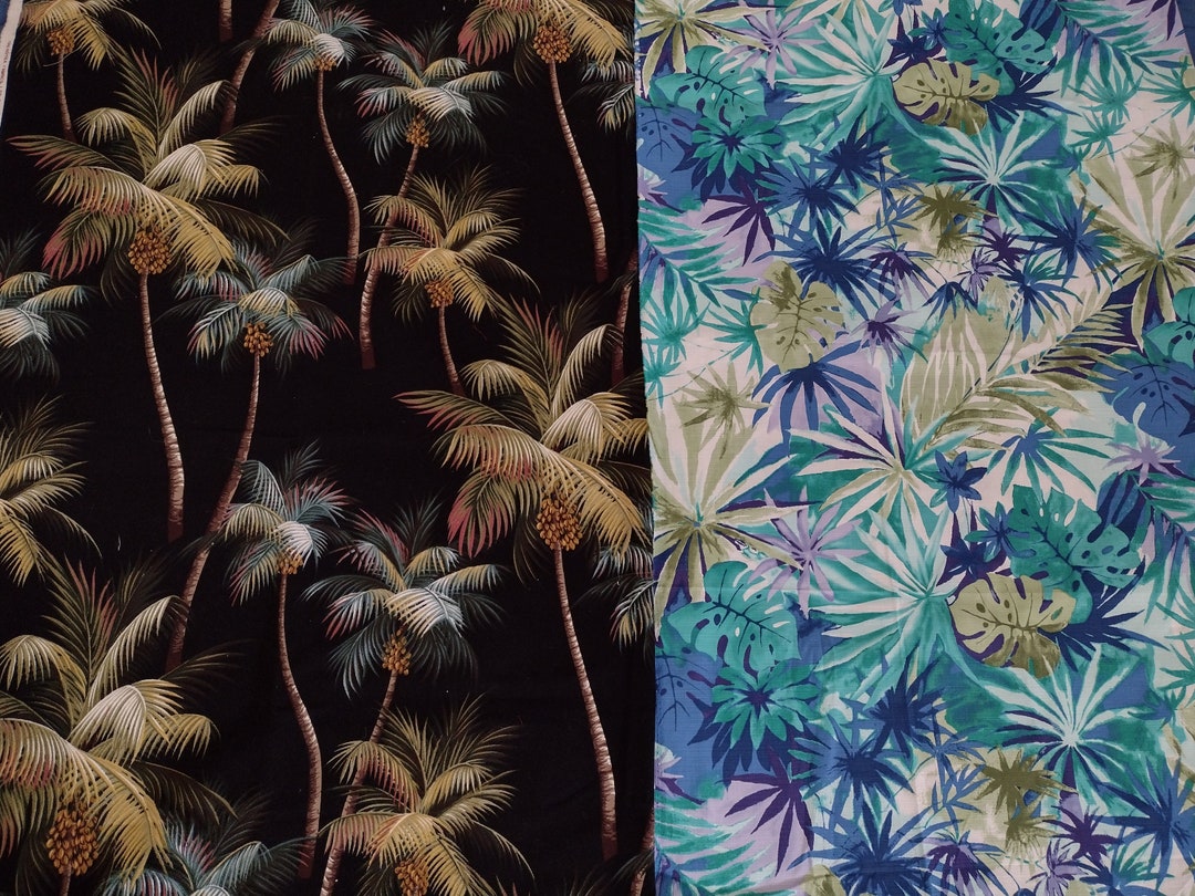 2 Palm Tree Upholstery Fabrics Black & Green 54" X 54" Trendex 2001 33 ...