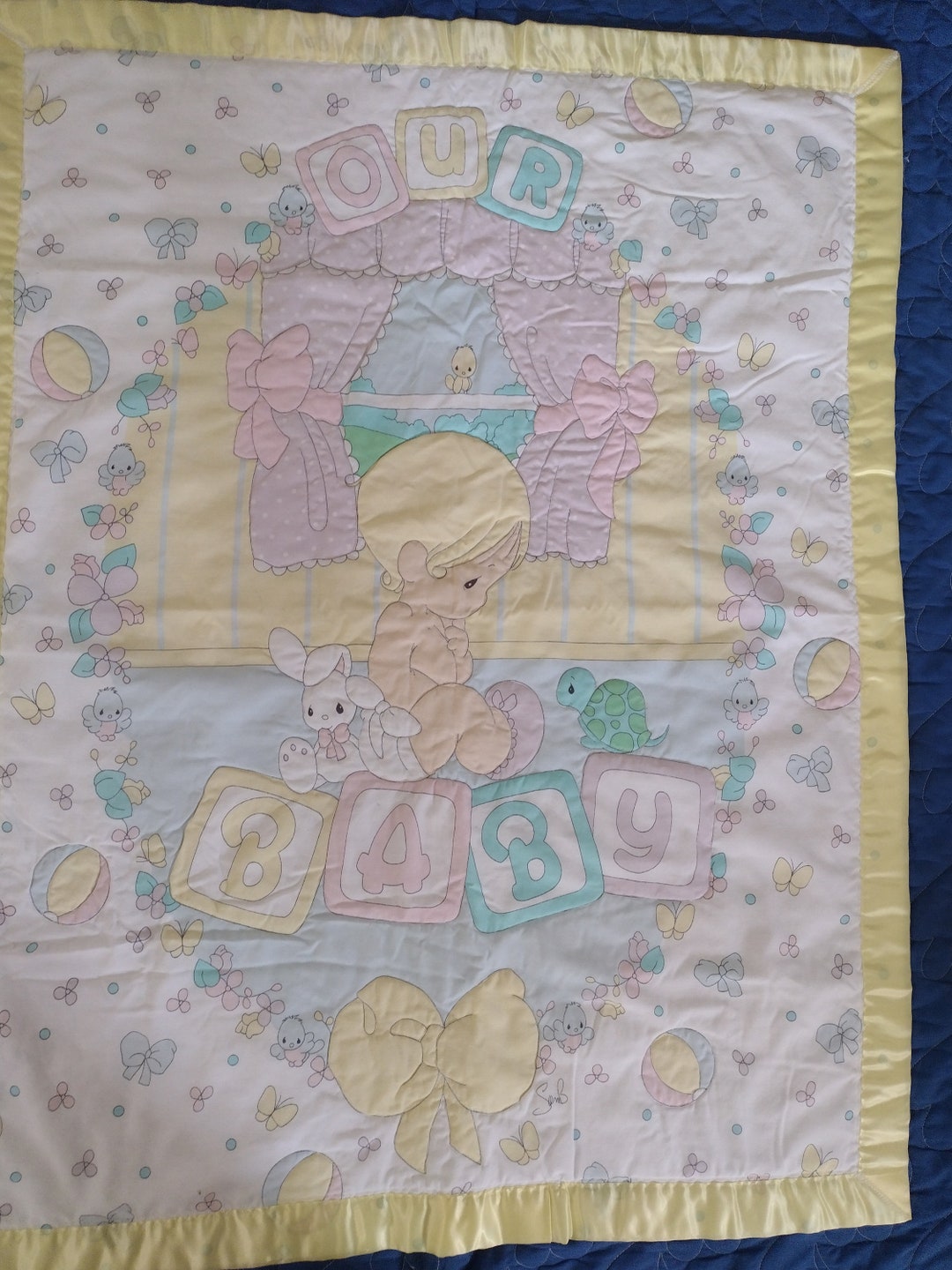 Precious Moments Our Baby Fabric Panel Quilt 35 X 55 Machine Quilted ...