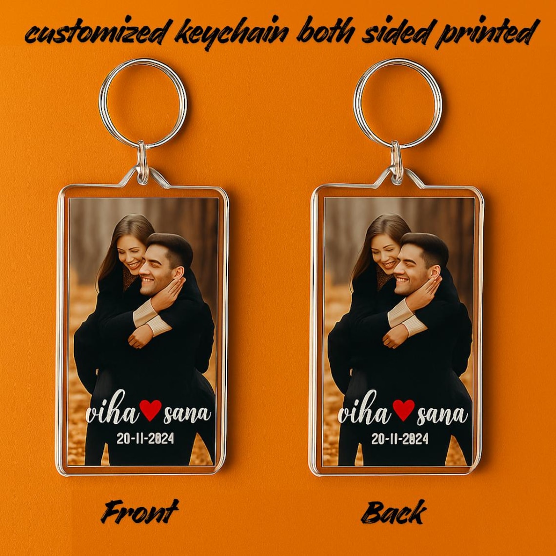Personalized Photo Acrylic Keychain | Custom Picture Keyring | Wedding ...