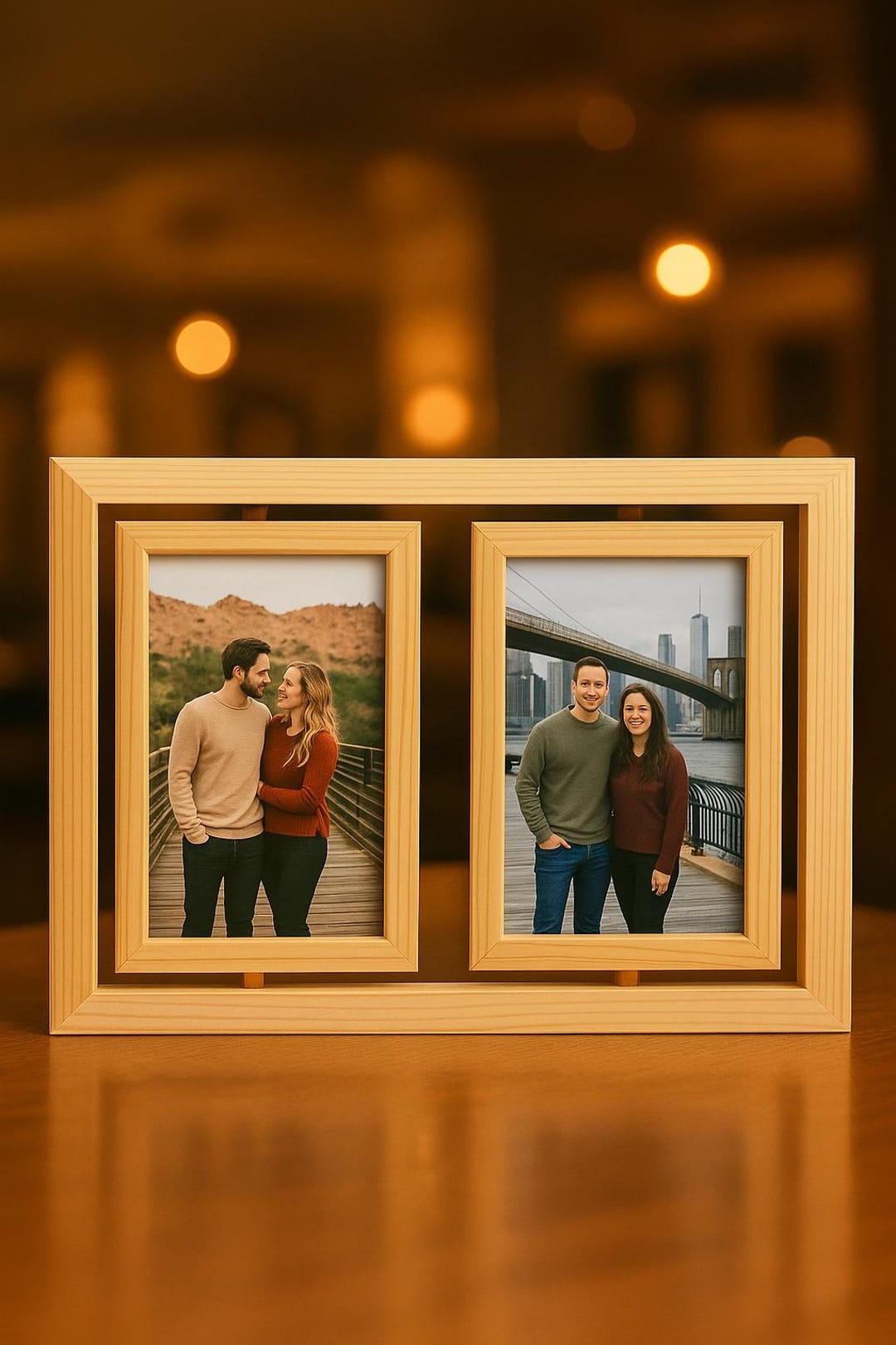 Rotating Wooden Photo Frame | 4-sided Spinning Picture Display | Custom ...