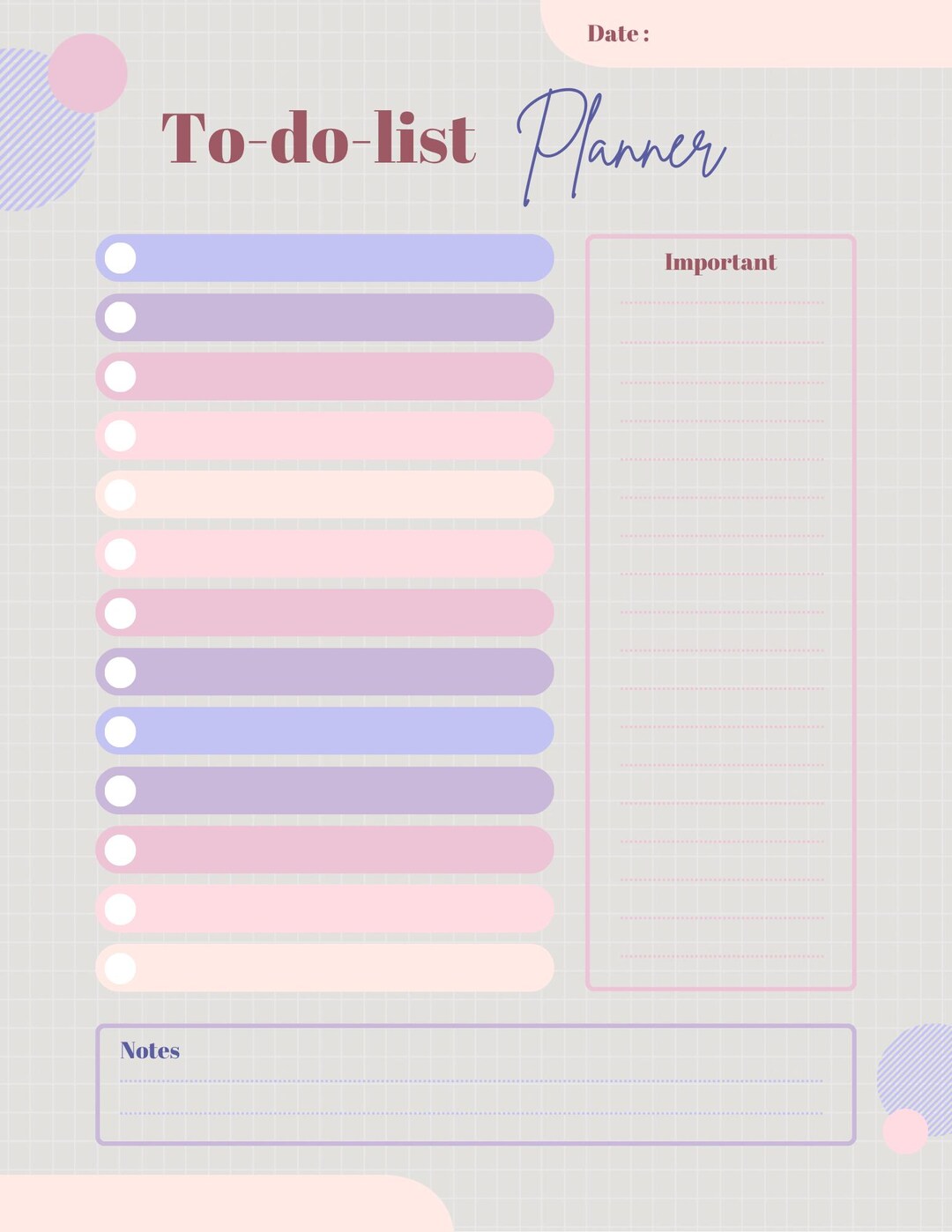 Pastel To-do List Planner | Printable Daily Organizer (digital Download ...