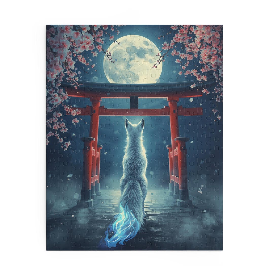 Foxfire Under the Full Moon - Japanese Kitsune and Torii Fantasy Jigsaw ...