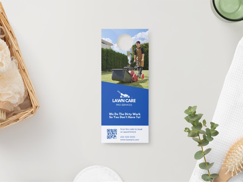 Lawncare Door Hanger Template: Business Flyers for Landscaping Mowing ...