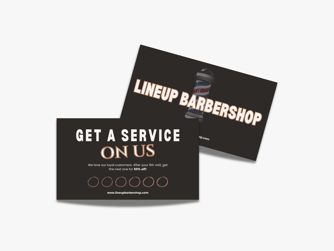 Barbershop Loyalty Card Template Barber Business Grooming Services ...