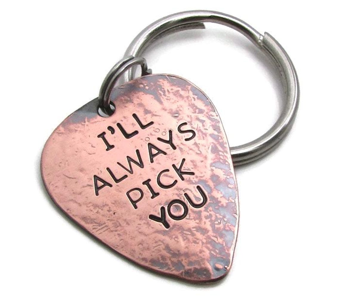 Personalized Copper Guitar Pick Keychain: Engraved Musician Gift - Etsy