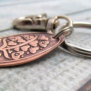 Personalized Keychain - Family Tree - Hand Stamped Keychain - Pressed ...