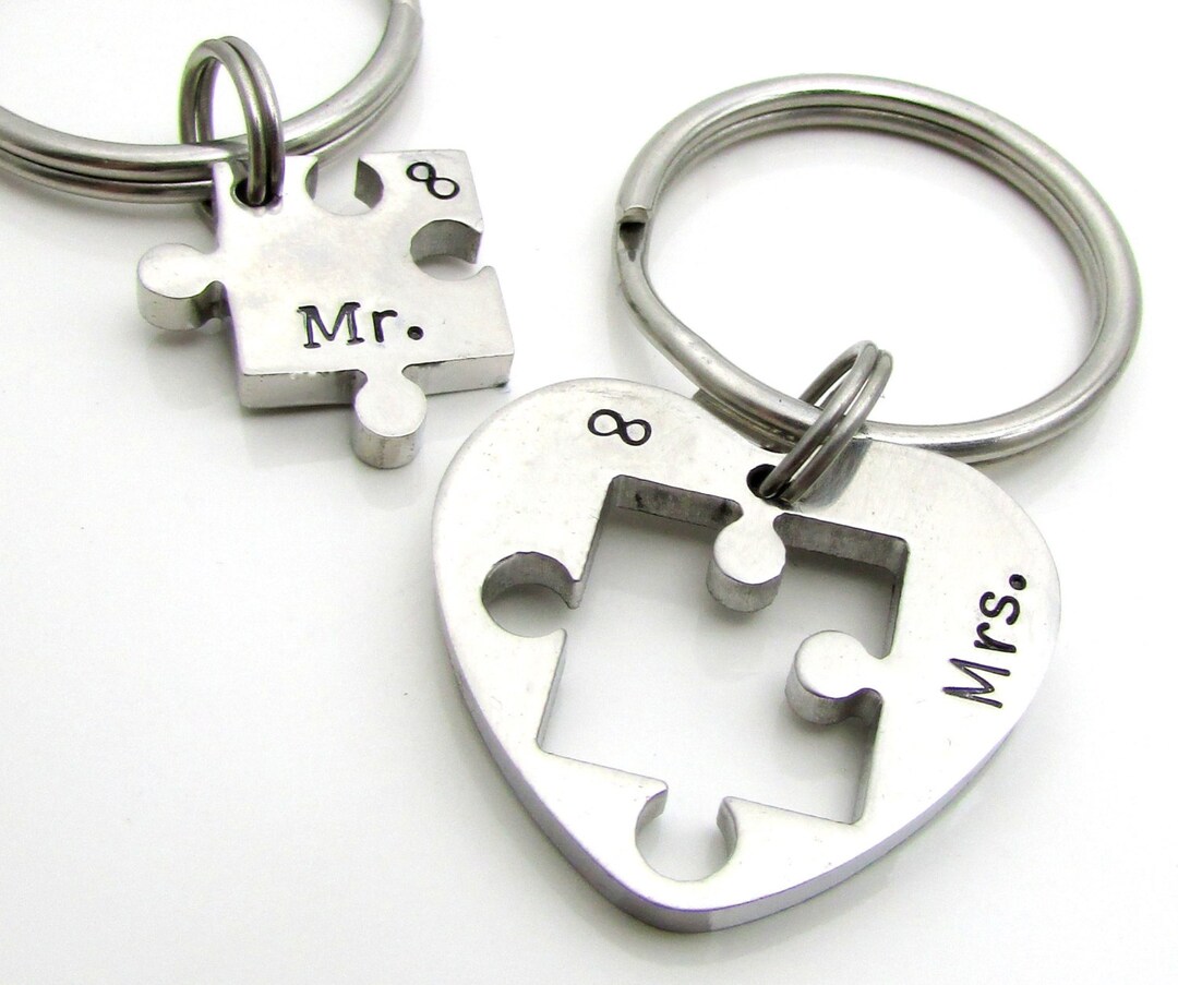 Personalized Couples Keychain Set - Mr & Mrs Keychain Set - Custom ...