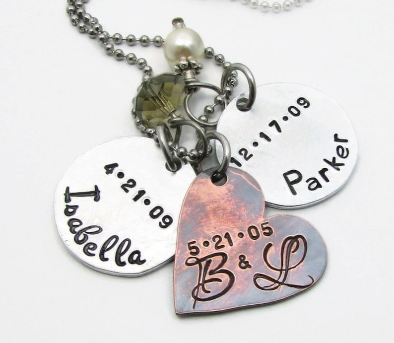 Personalized Necklace for Mom Hand Stamped Jewelry Mom - Etsy