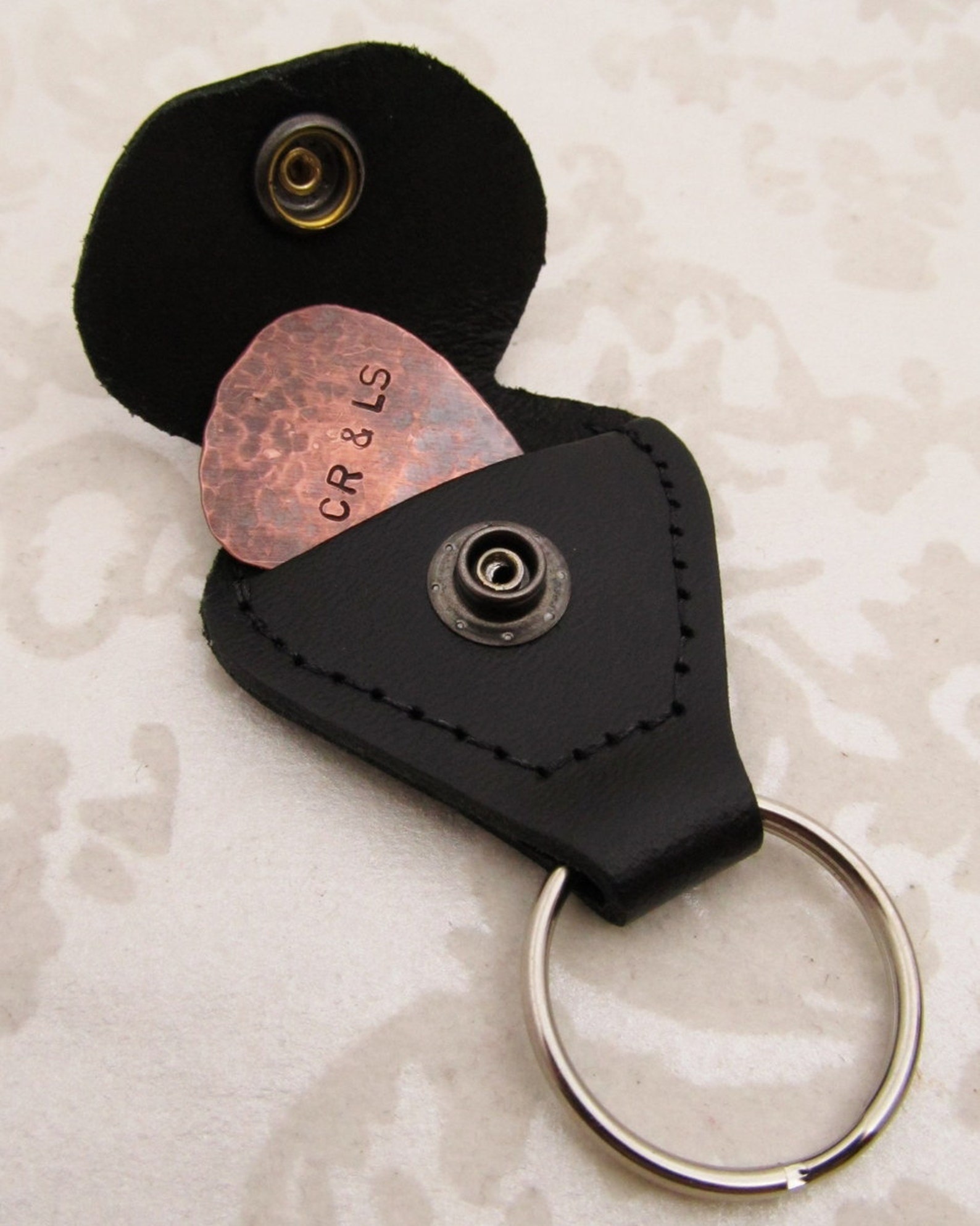 Personalized Guitar Pick with Leather KeyChain Holder 2 | Etsy