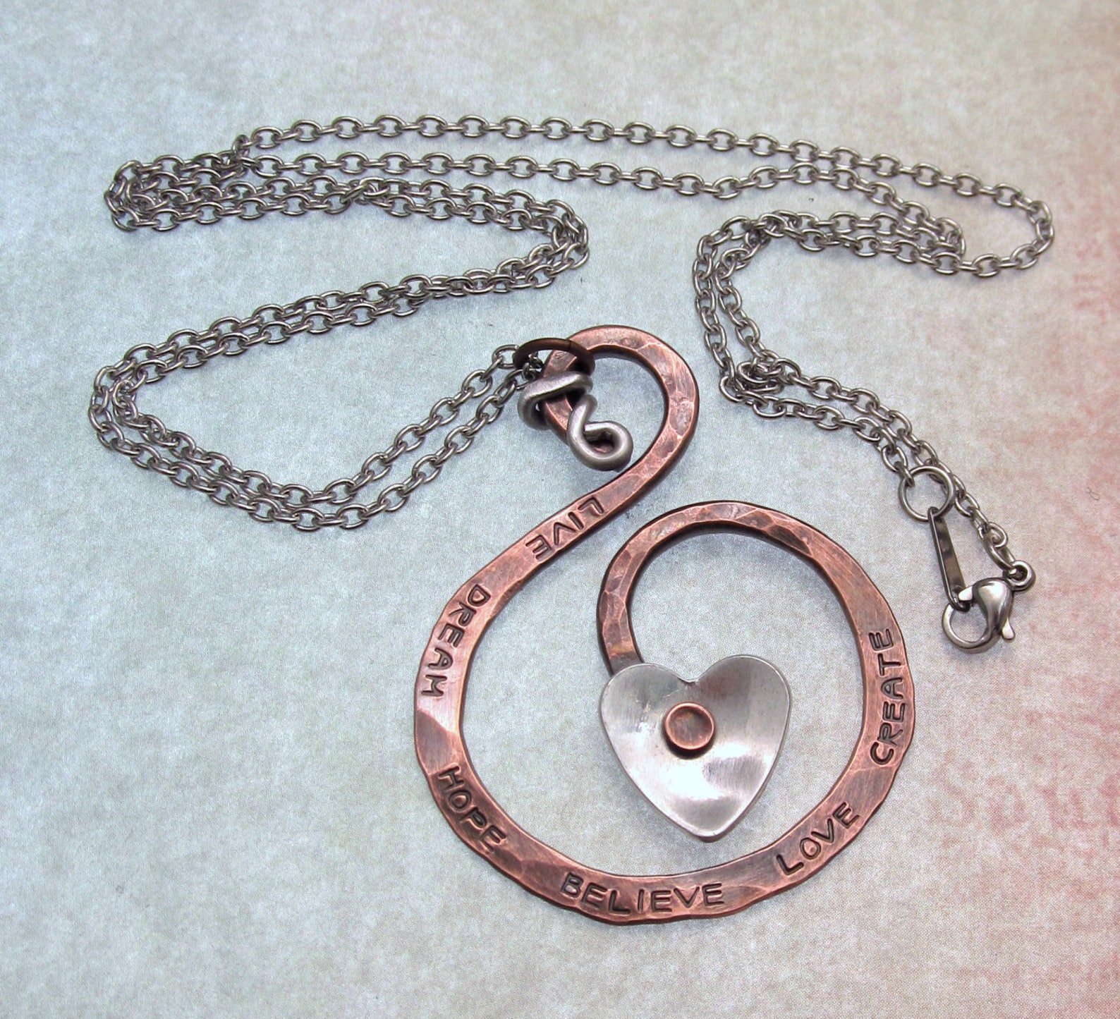 Copper Metalwork Necklace Hand Stamped Jewelry - Etsy