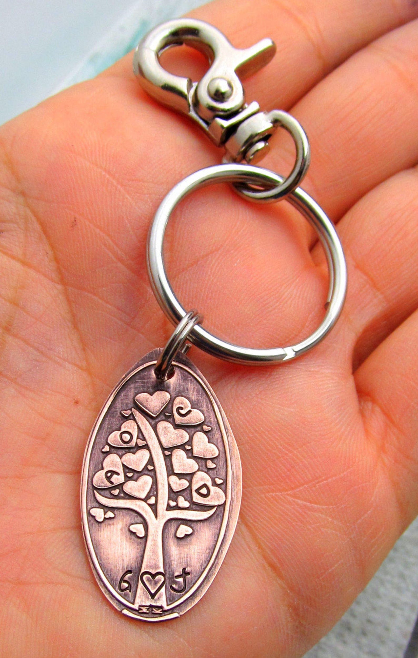 Personalized Keychain Family Tree Hand Stamped Keychain - Etsy
