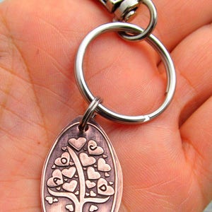 Personalized Keychain - Family Tree - Hand Stamped Keychain - Pressed ...