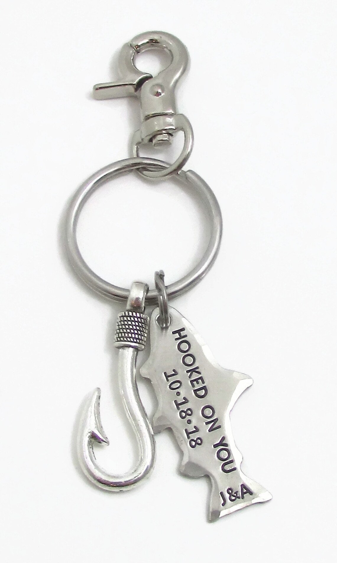 Hooked on You Personalized Keychain Custom Hand Stamped - Etsy