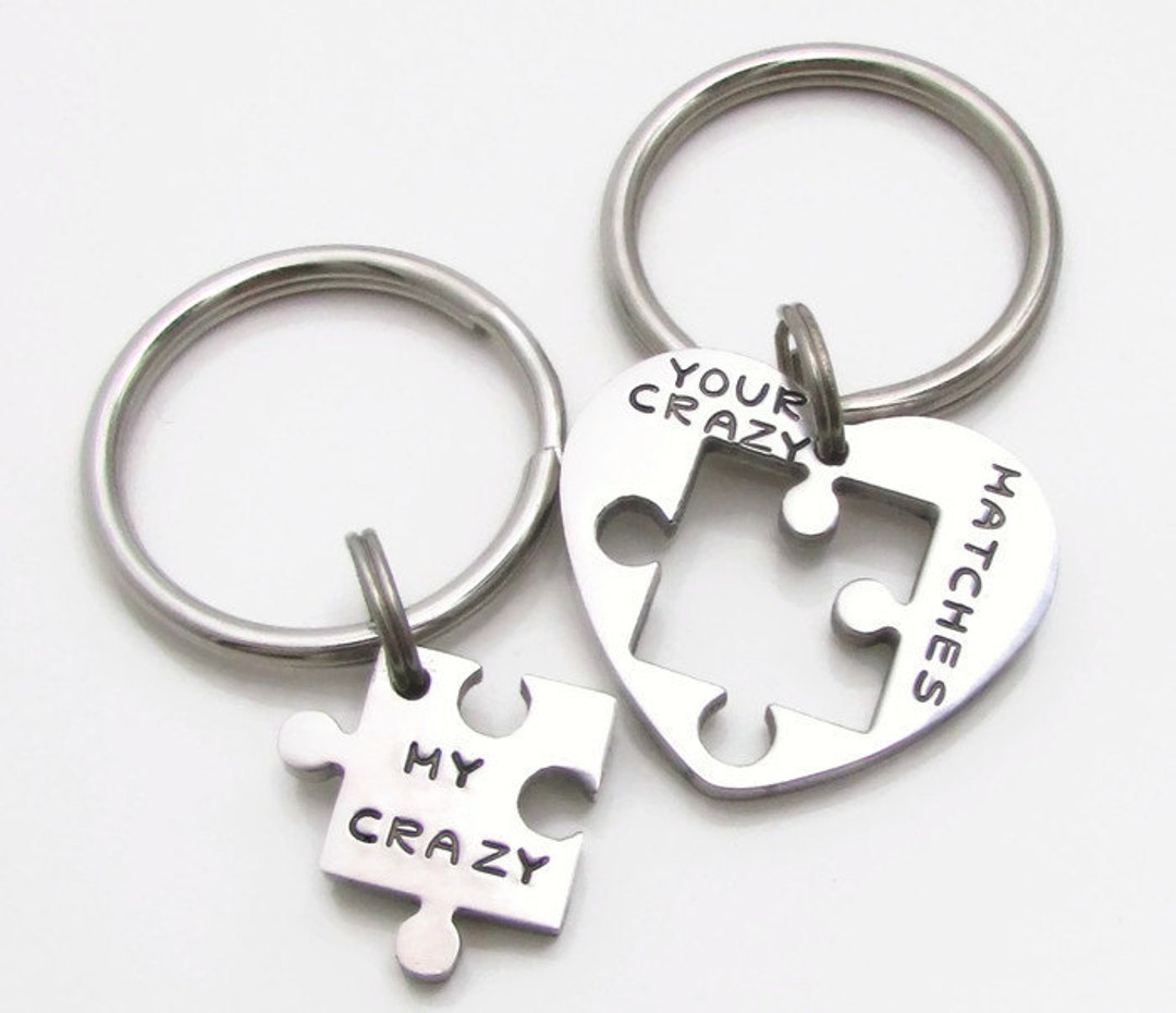 Personalized Couples Keychain Set Your Crazy Matches My Crazy - Etsy