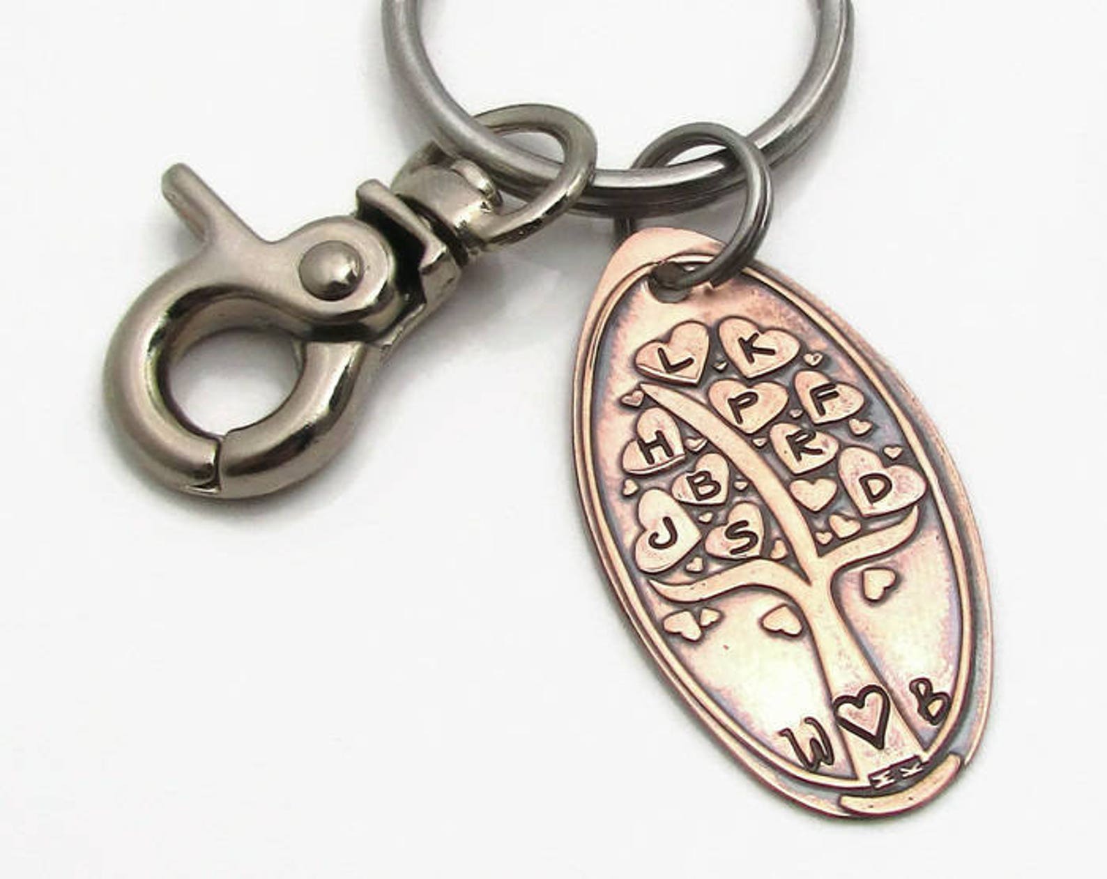 Personalized Keychain Family Tree Hand Stamped Keychain - Etsy