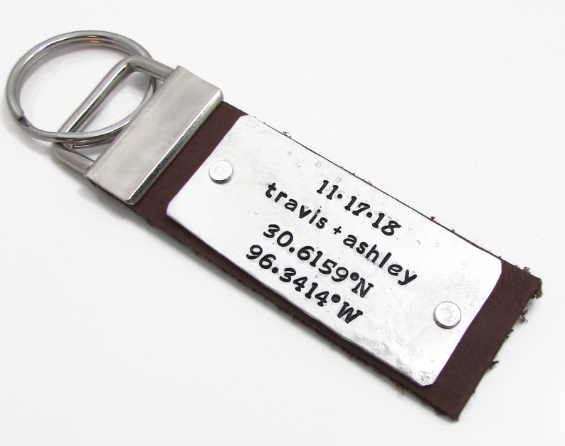 Personalized Leather Keychain Hand Stamped Keychain - Etsy