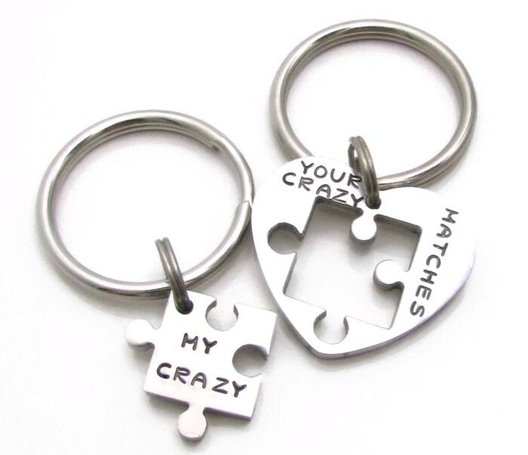 Personalized Couples Keychain Set, Your Crazy Matches My Crazy Keychain ...