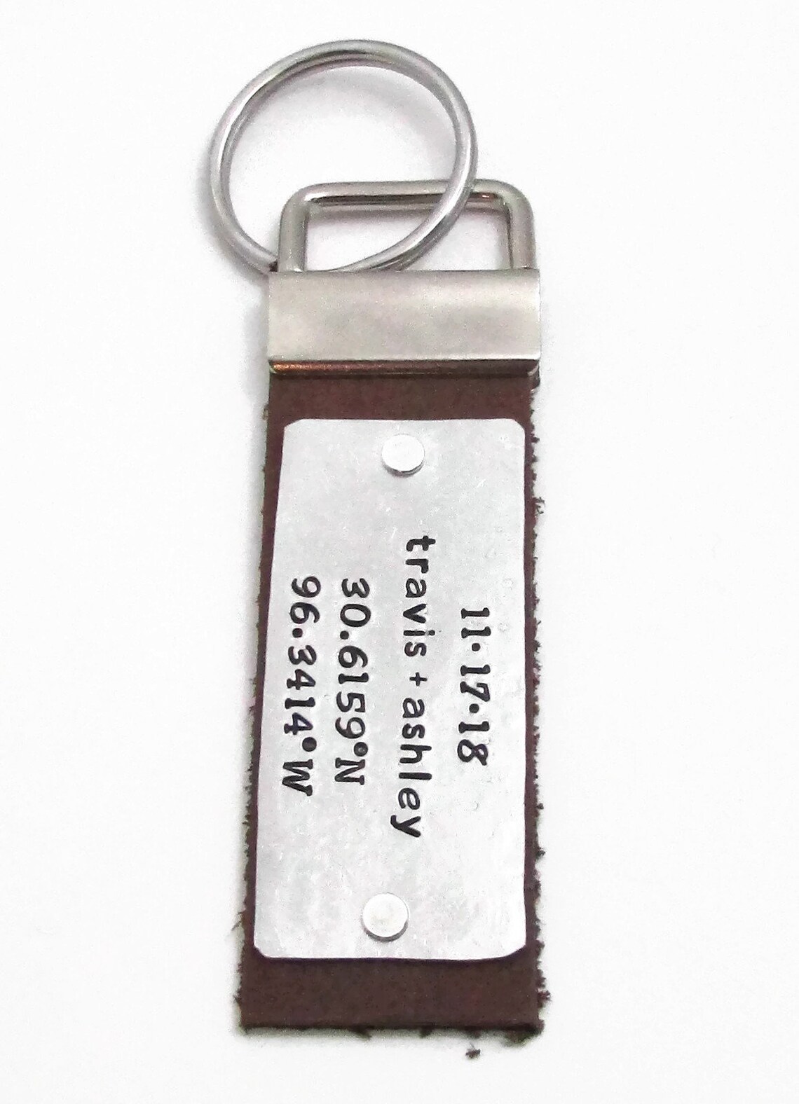 Personalized Leather Keychain Hand Stamped Keychain - Etsy