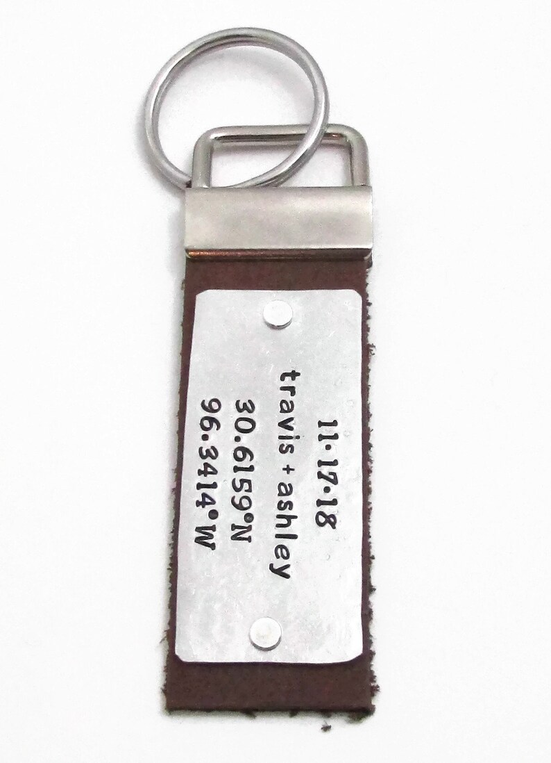 Personalized Leather Keychain Hand Stamped Keychain - Etsy