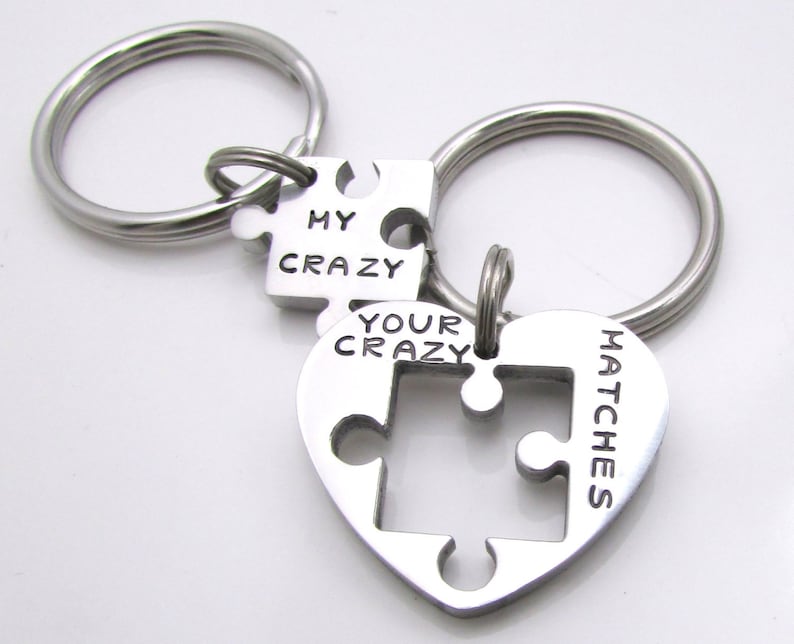 Personalized Couples Keychain Set Your Crazy Matches My Crazy | Etsy