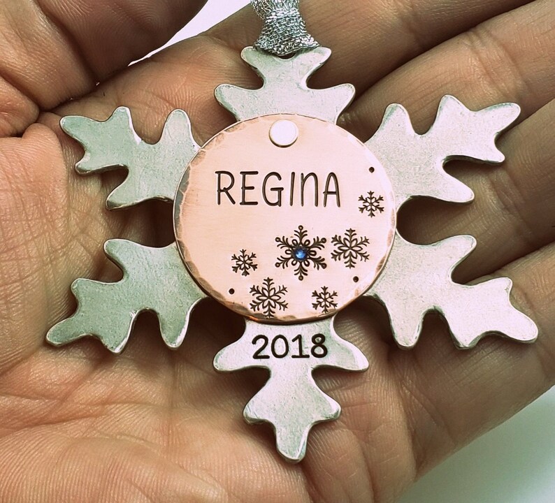 Personalized Snowflake Ornament With Birthstone Accent - Etsy