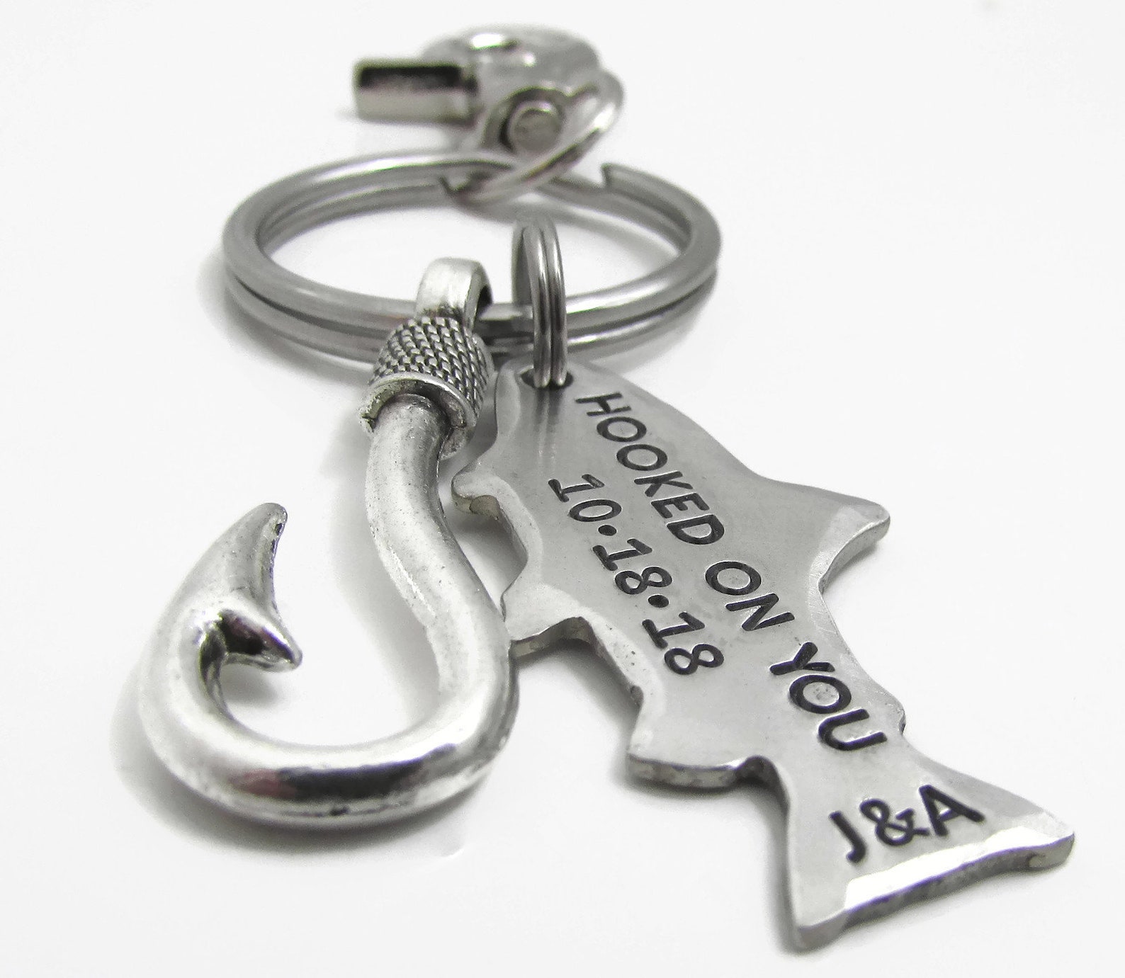 Hooked on You Personalized Keychain Custom Hand Stamped - Etsy