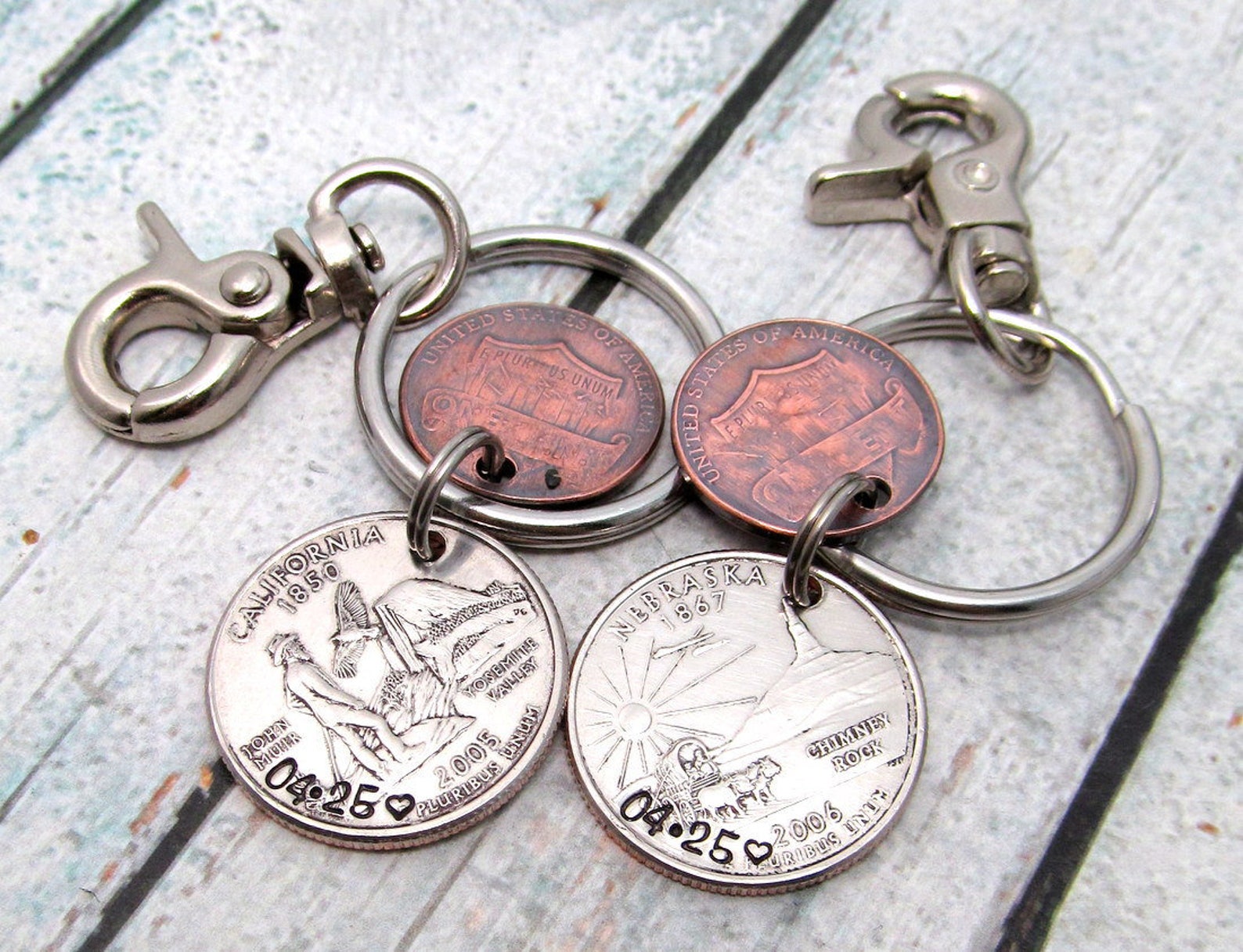 Personalized Couples Keychain Set Hand Stamped Keychain - Etsy