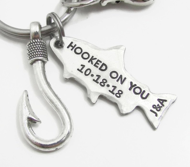 Hooked on You Personalized Keychain Custom Hand Stamped - Etsy