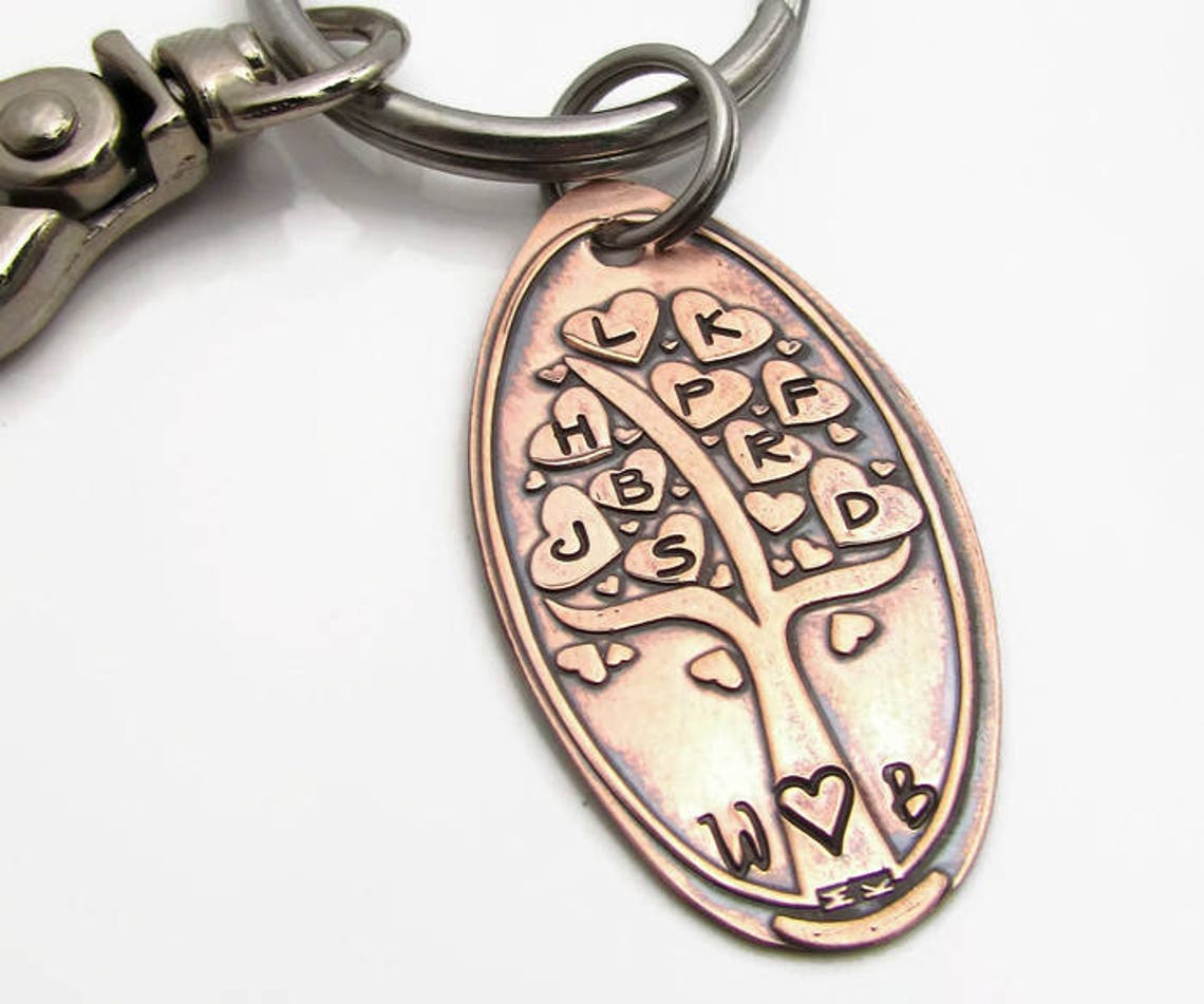 Personalized Keychain Family Tree Hand Stamped Keychain - Etsy