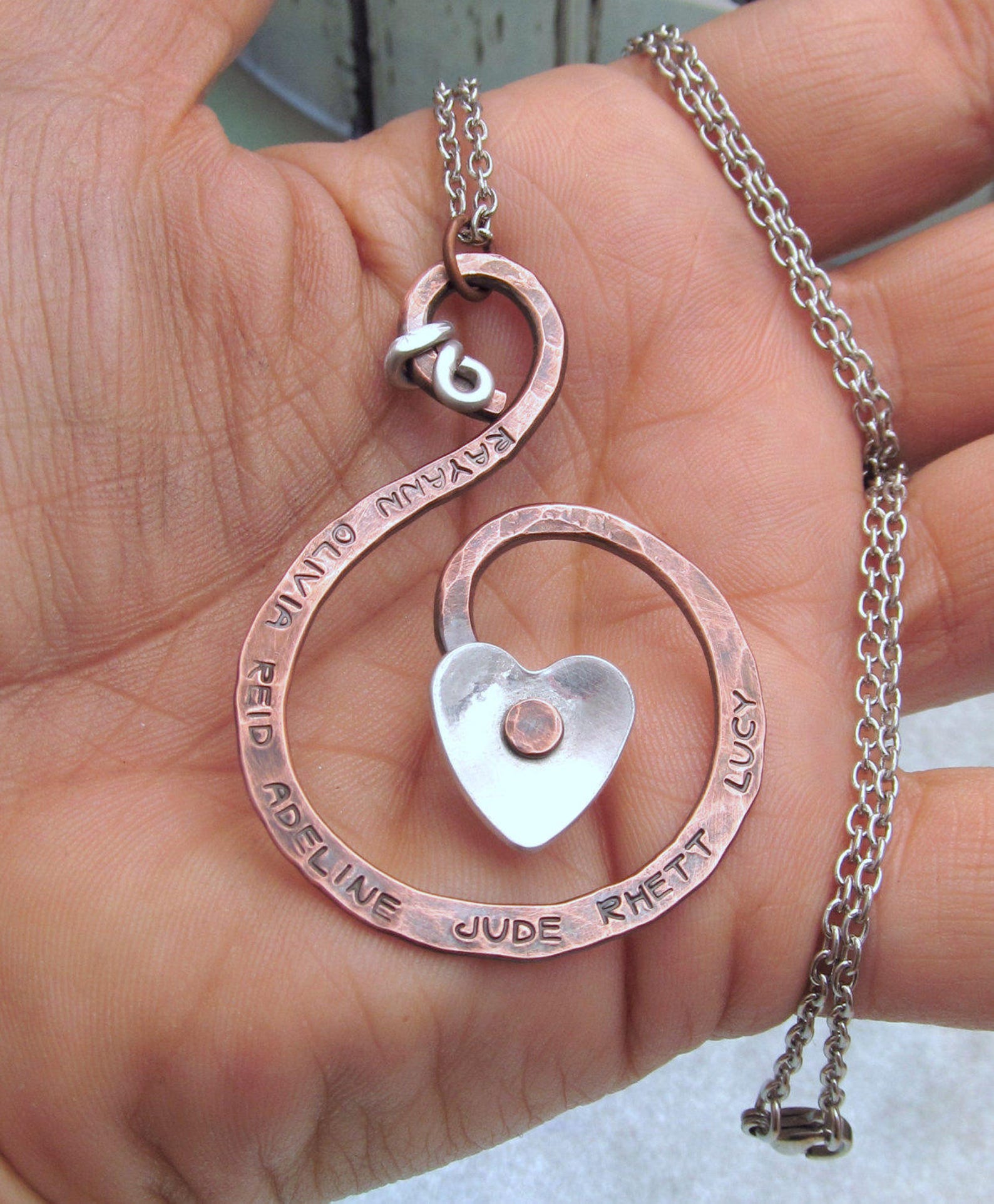 Personalized Mom Necklace Hand Stamped Jewelry Mixed Metal | Etsy