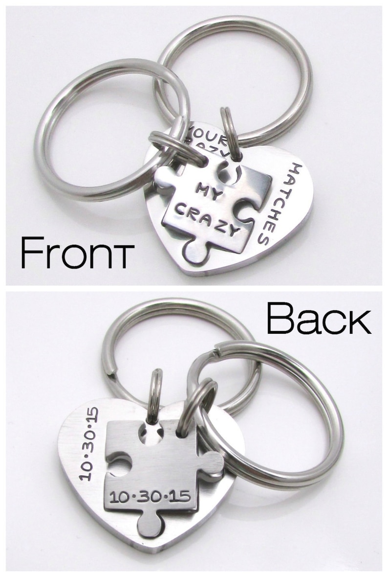 Personalized Couples Keychain Set Your Crazy Matches My Crazy | Etsy