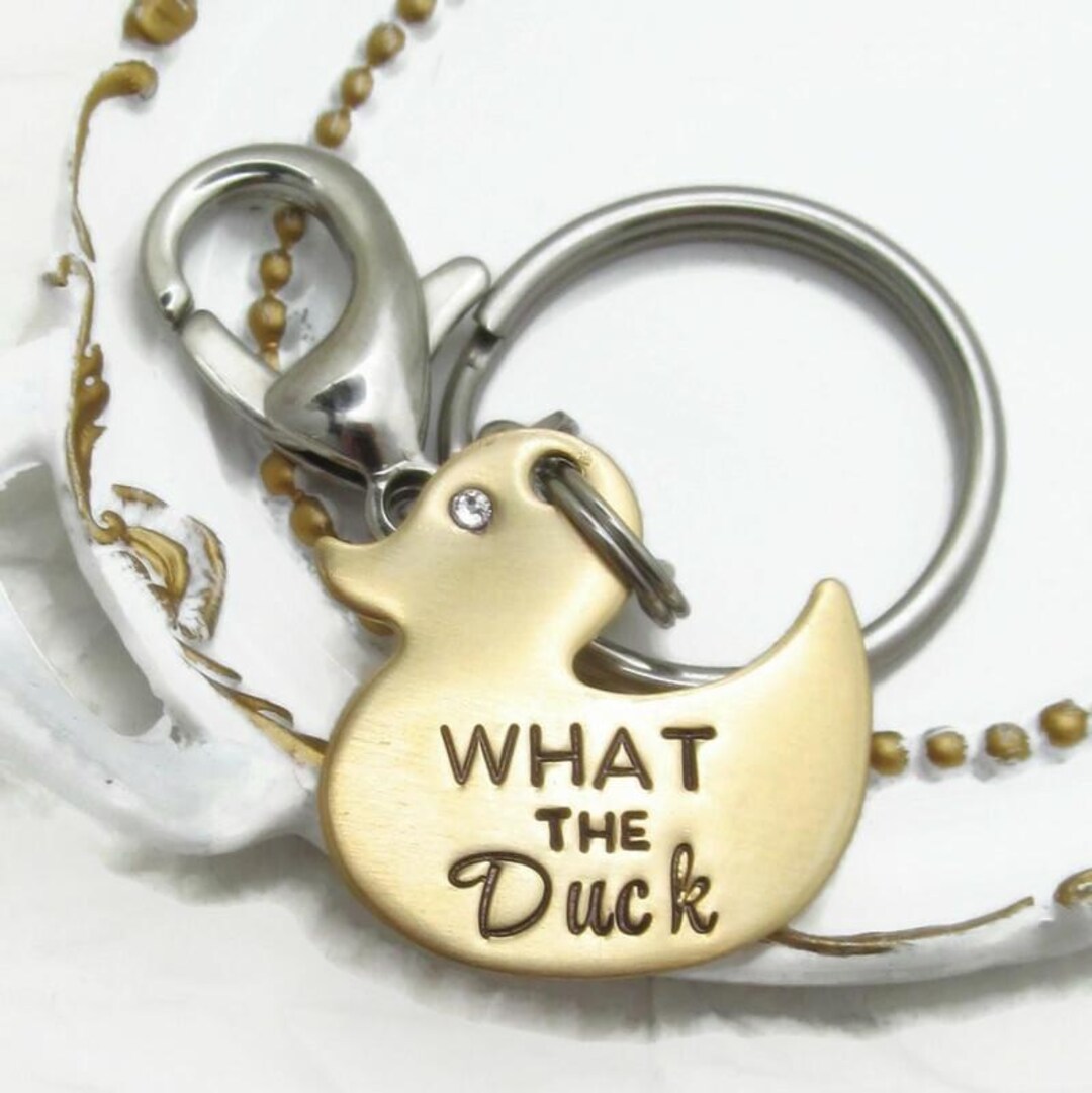 Hand Stamped Duck Keychain | Funny Pun Keyring - Etsy