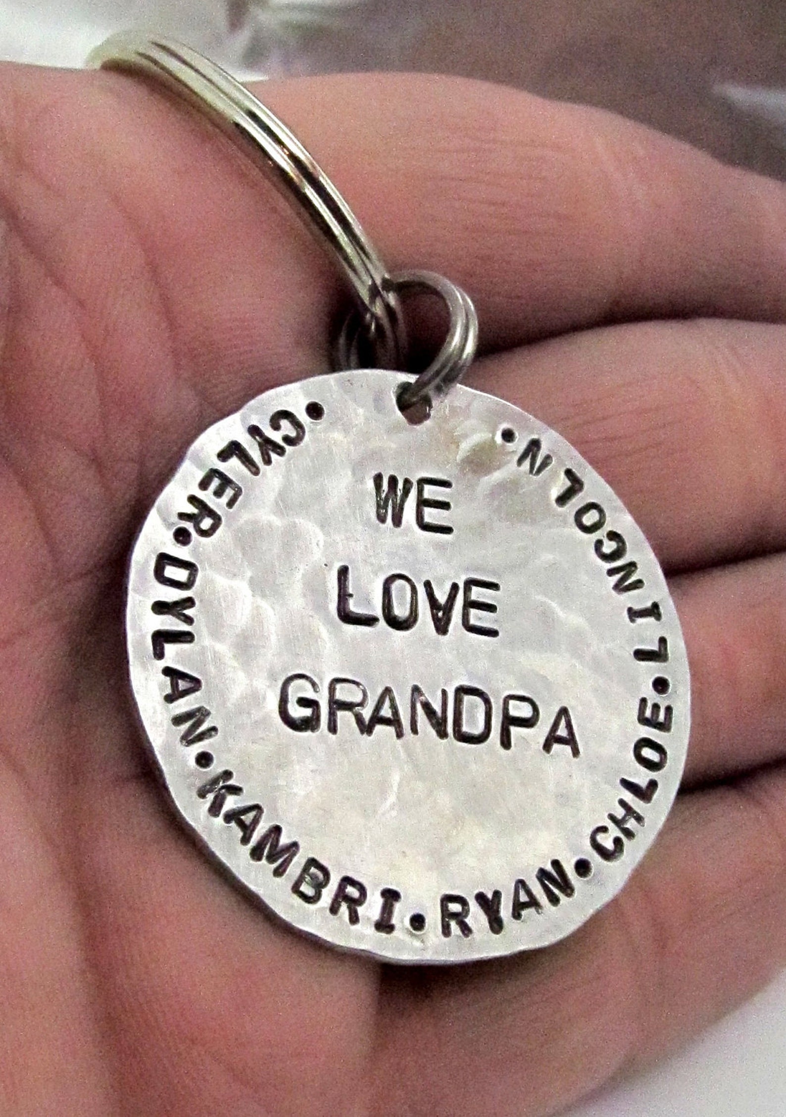 Personalized Hand Stamped Keychain: Gift for Grandpa - Etsy