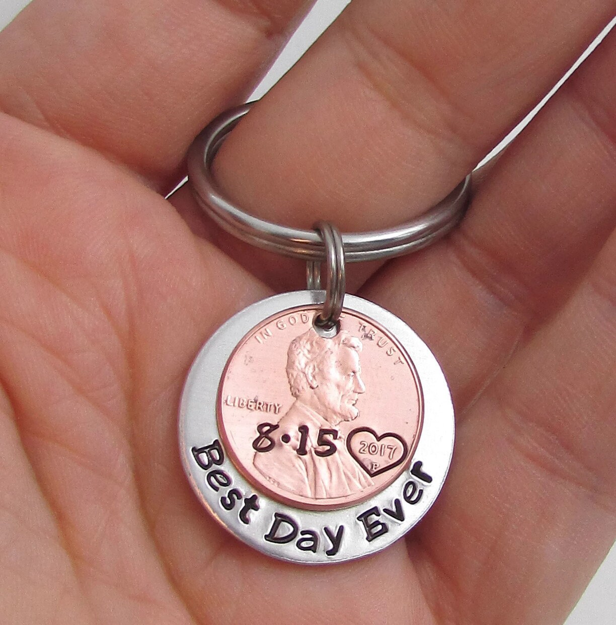 Personalized Couples Anniversary Keychain Best Day Ever | Etsy