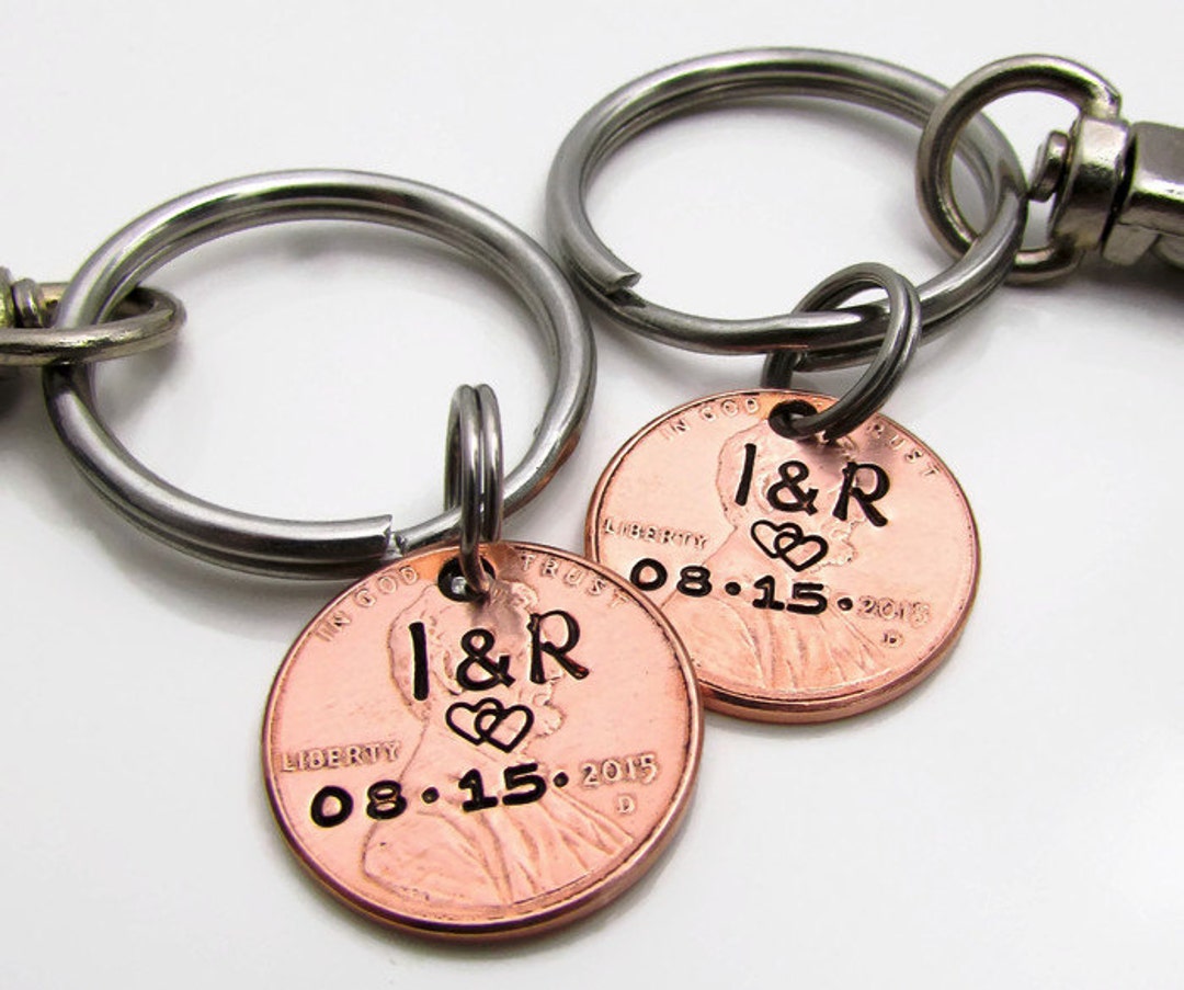 Personalized Couples Keychains - Couples Keychain Set - Hand Stamped ...