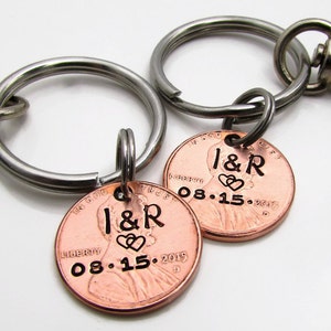 Personalized Couples Keychains - Couples Keychain Set - Hand Stamped ...