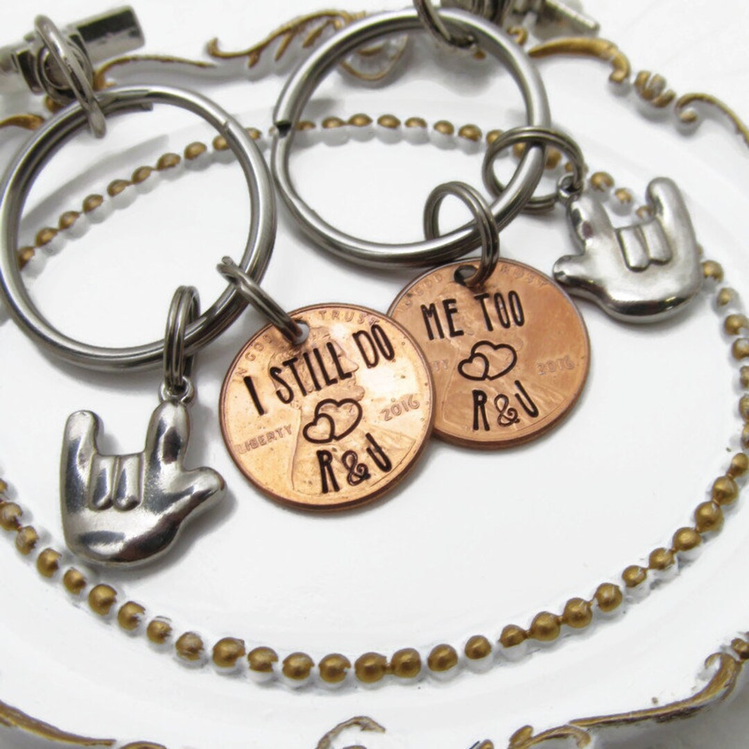 Personalized Couples Keychain Set | Hand Stamped I Still Do Me Too ...