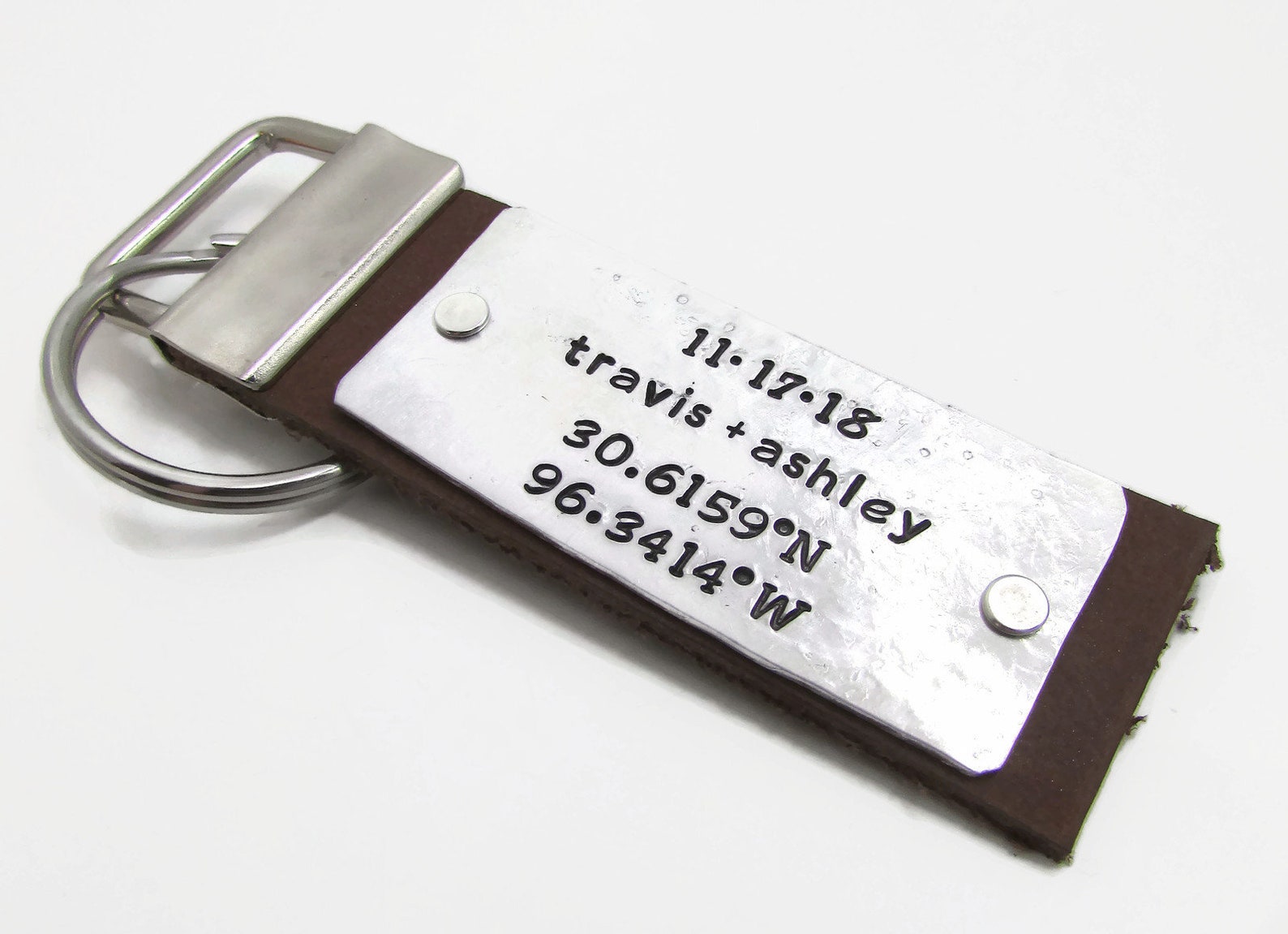 Personalized Leather Keychain Hand Stamped Keychain - Etsy