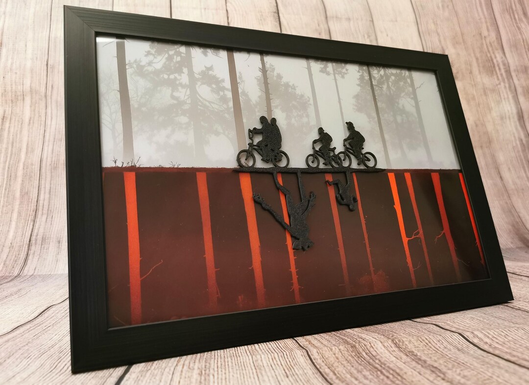 Stranger Things Framed Wall Art: 3D Silhouette Figures Upside-down ...