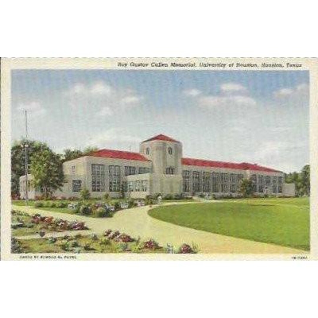 Vintage Roy Gustav Cullen Memorial Postcard University of Houston TX - Etsy