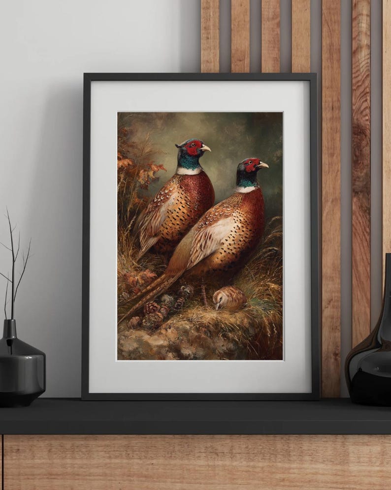 Pheasant Wall Art - Oil Painting Style Country Wildlife Print ...