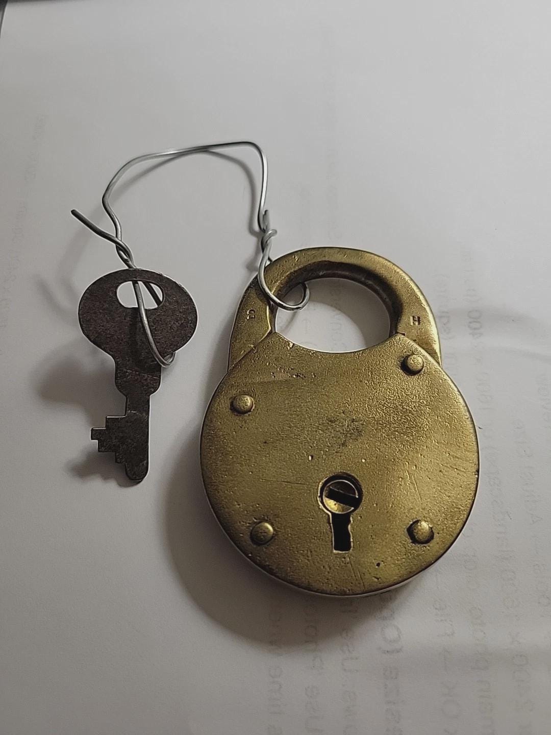 Vintage Brass Pancake Padlock With Key - Mid 1900's Lock - Antique ...