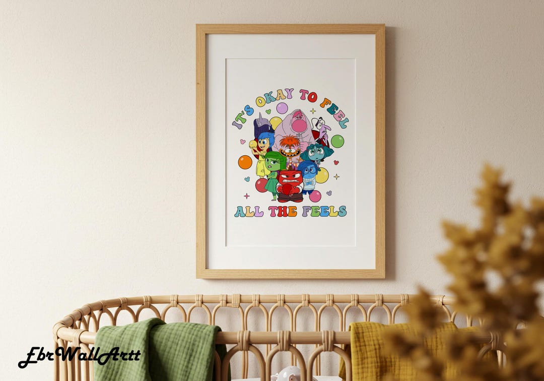 Inside Out Emotions Feelings Chart, Feel Poster, Kids Nursery Wall Art ...