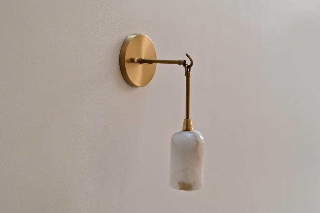 Buy Alabaster & Brass Wall Sconce – Modern Classic Lighting With a Soft ...